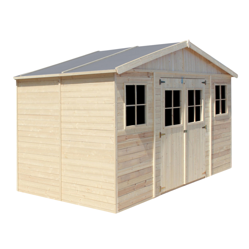 Casetta da giardino in legno M332 - 401 x 199 cm - 8 m2 | Timbela.com